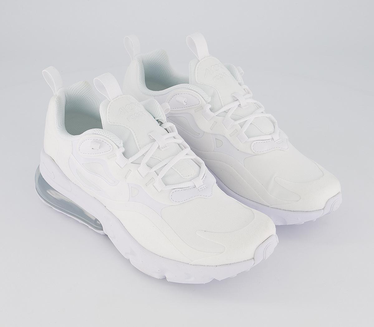 Nike Air Max 270 React Gs Trainers White White Metallic Silver White ...