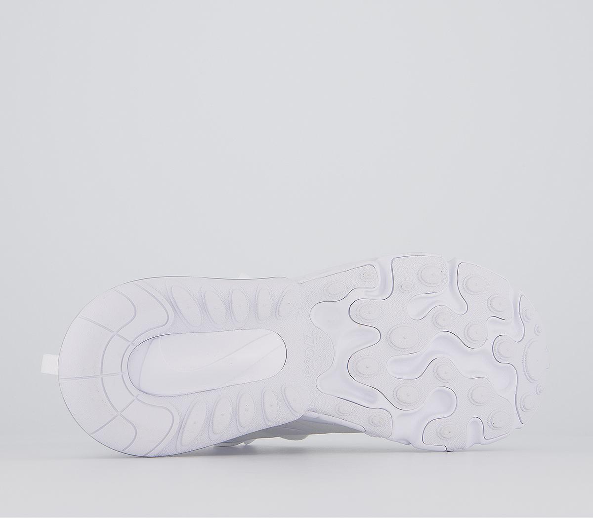 Nike Air Max 270 React Gs Trainers White White Metallic Silver White ...