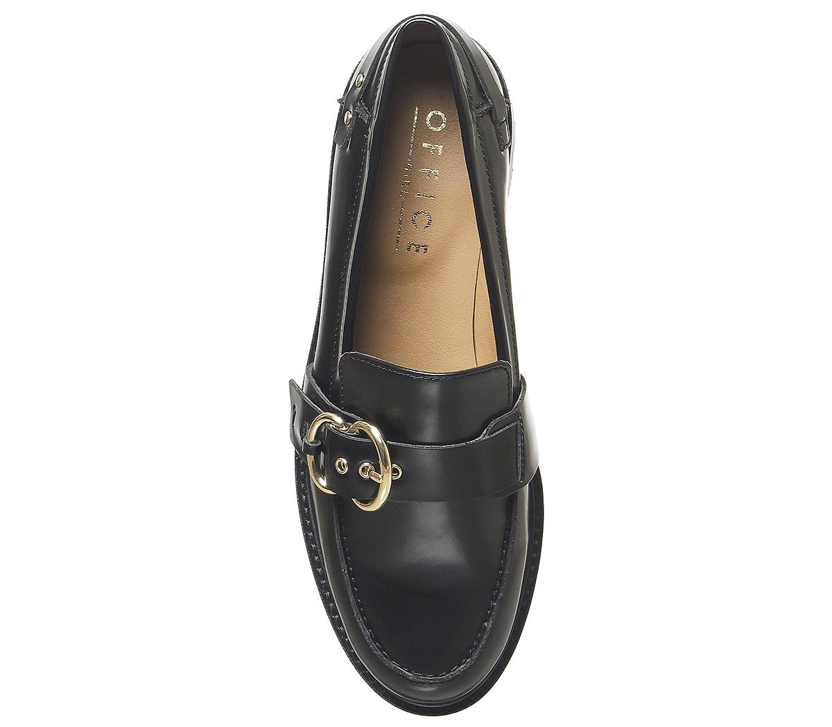 OFFICE Fallow Buckle Loafers Black Box Leather - Flat Shoes for Women
