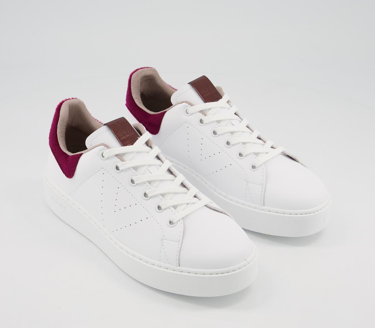 Victoria Utopia Trainers White Burgundy Faux Pony Hair - Women's Trainers