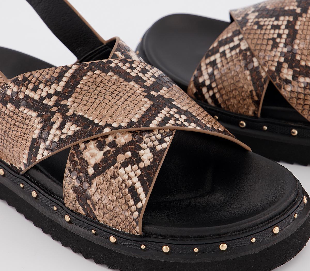 OFFICE Supernova Cross Strap Sandals Cream Snake - Women’s Sandals