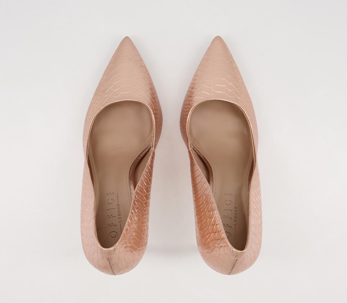 OFFICE Harlem Point Court Shoe Heels Rose Gold Snake Leather - High Heels