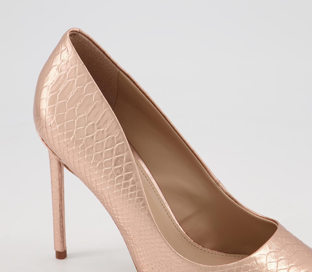 OFFICE Harlem Point Court Shoe Heels Rose Gold Snake Leather - High Heels