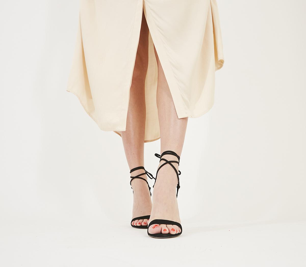 OFFICE Hustler Ankle Tie High Sandals Black Nubuck - High Heels