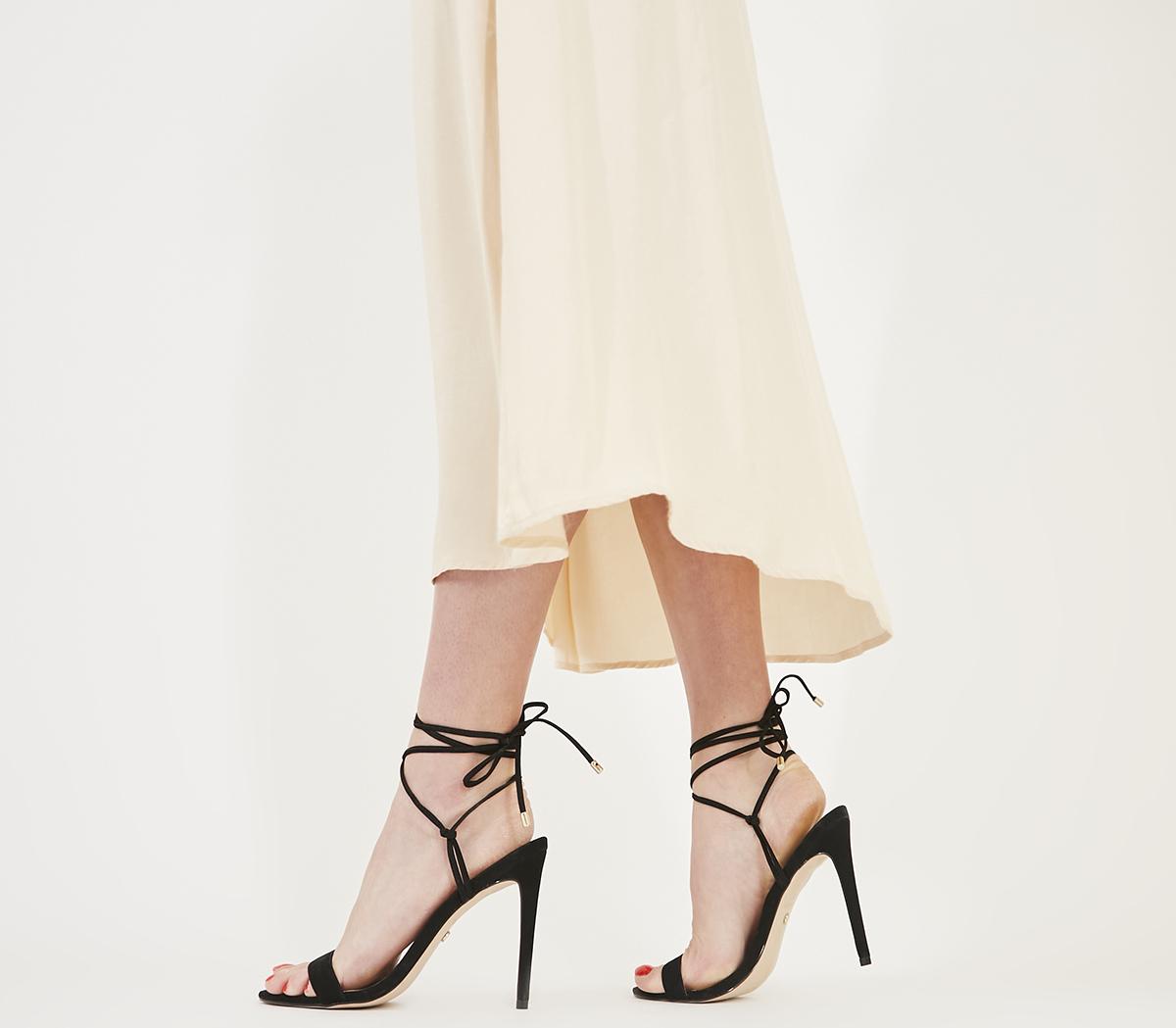 OFFICE Hustler Ankle Tie High Sandals Black Nubuck - High Heels