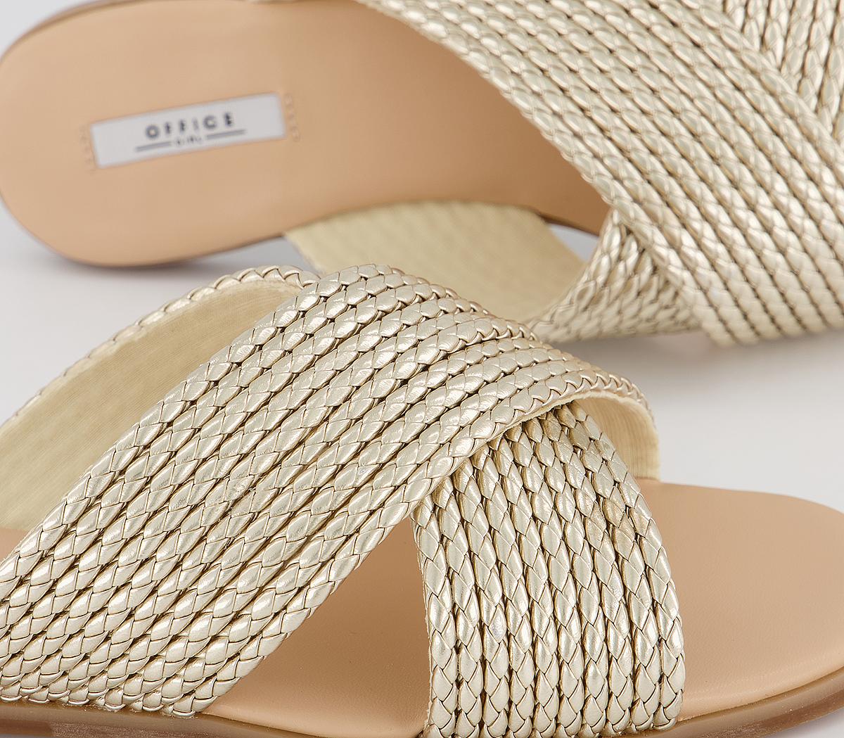 OFFICE Stefanni Cross Strap Mules Gold - Women’s Sandals