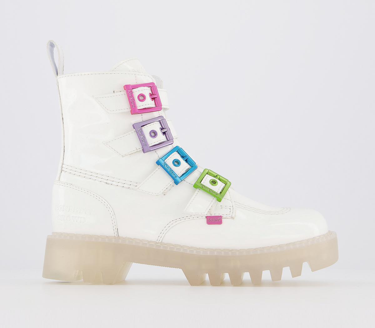 Kickers Kizziie Higher Buckle Boots White - Women's Ankle Boots