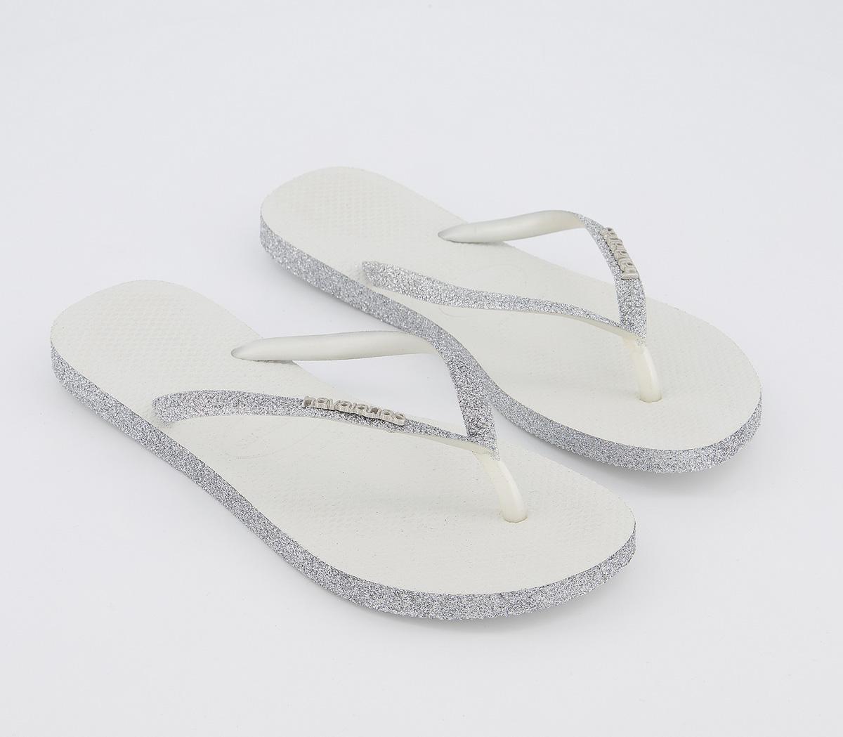 Havaianas Slim Sparkle Flip Flops White - Women’s Sandals