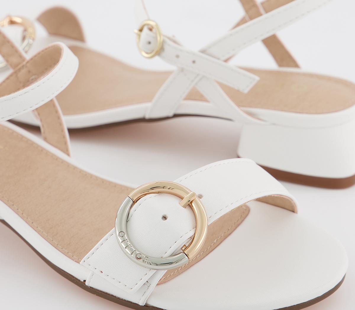 OFFICE Marylou WF Block Sandals White - Mid Heels
