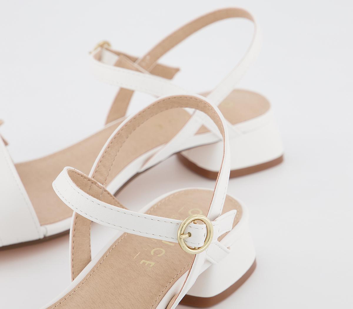 OFFICE Marylou WF Block Sandals White - Mid Heels