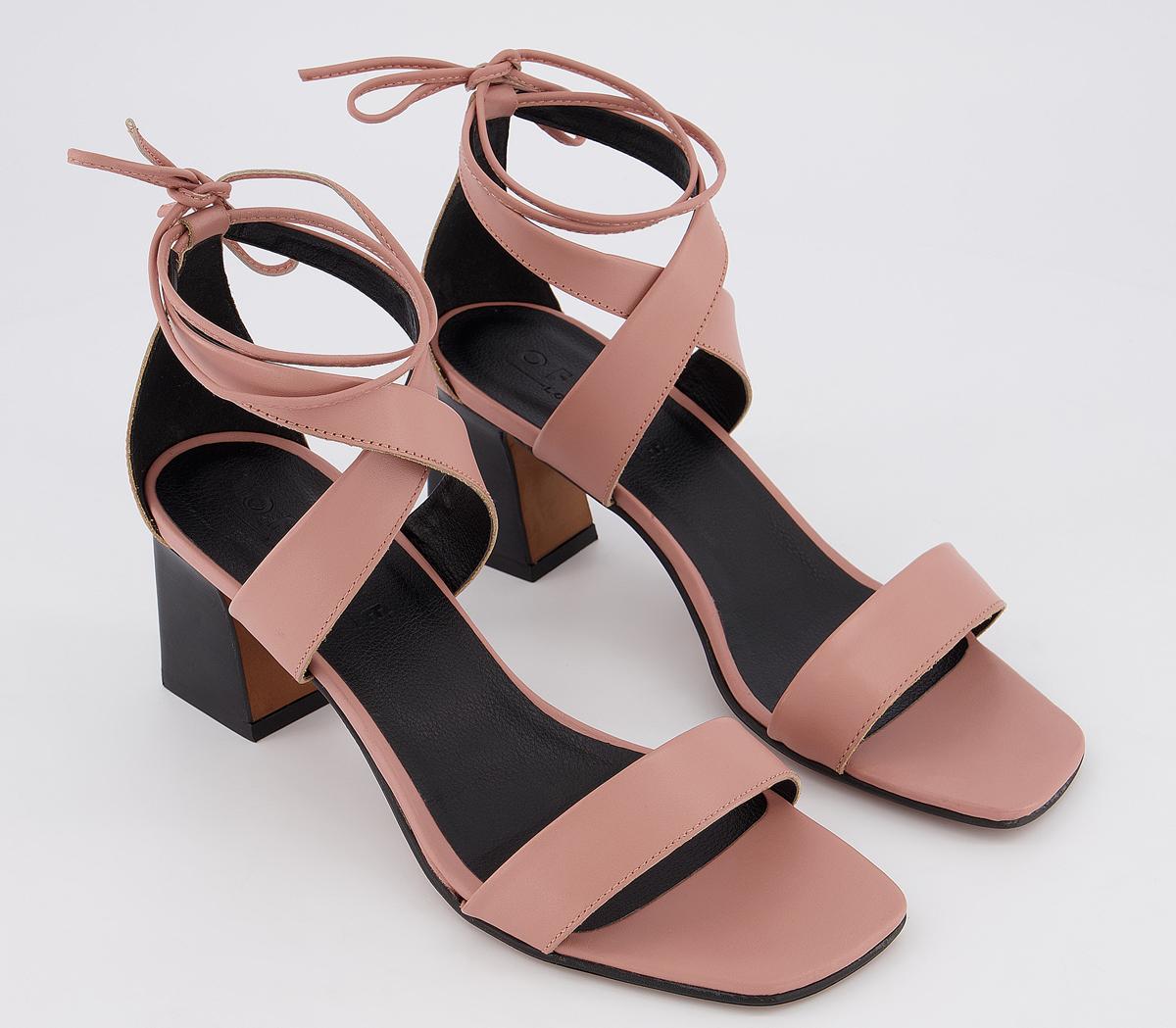 OFFICE Miss Monday Block Heel Sandals Pink Leather - Mid Heels