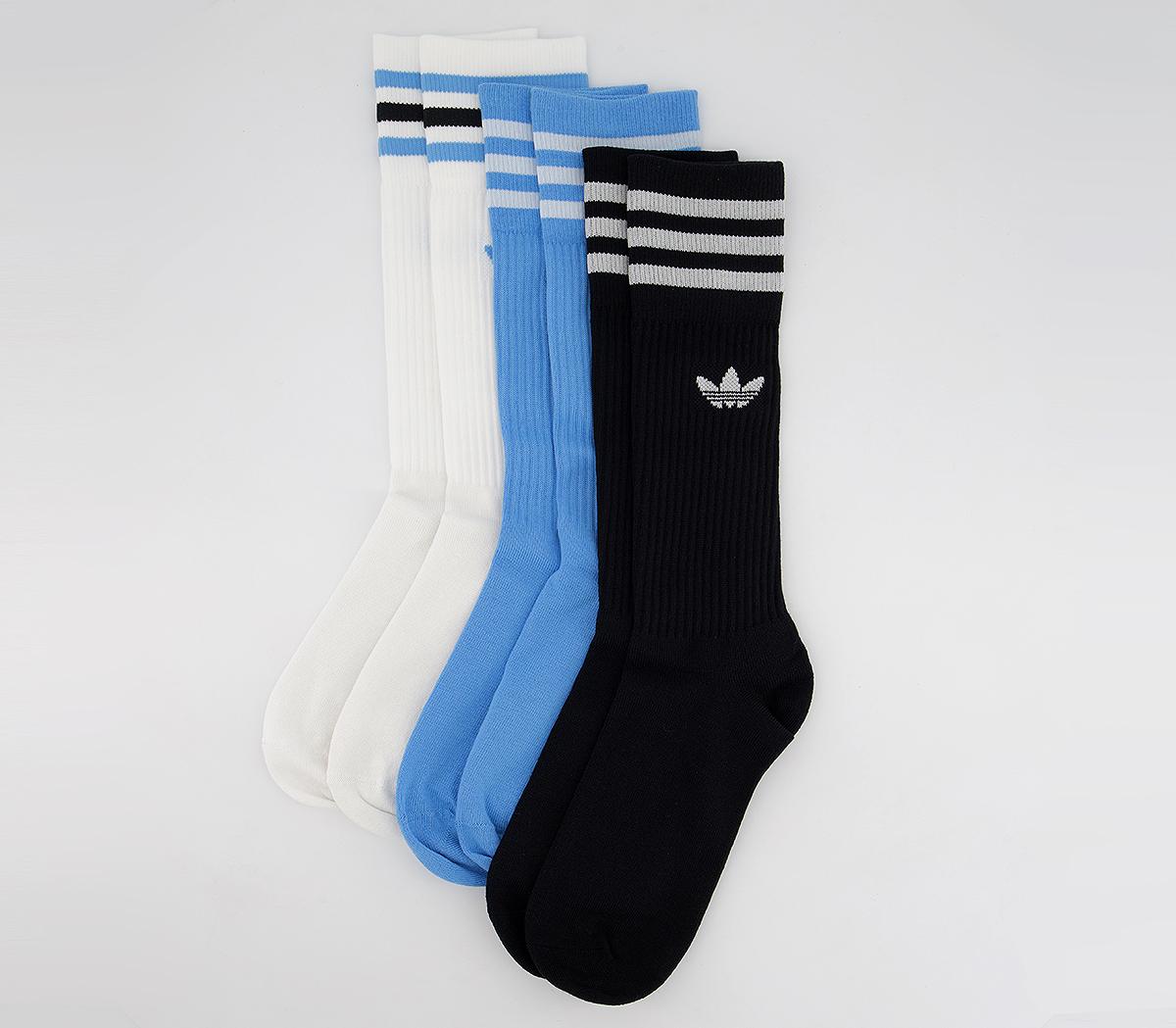 adidas Solid Crew Sock 3 Pack White Blue Black - Accessories