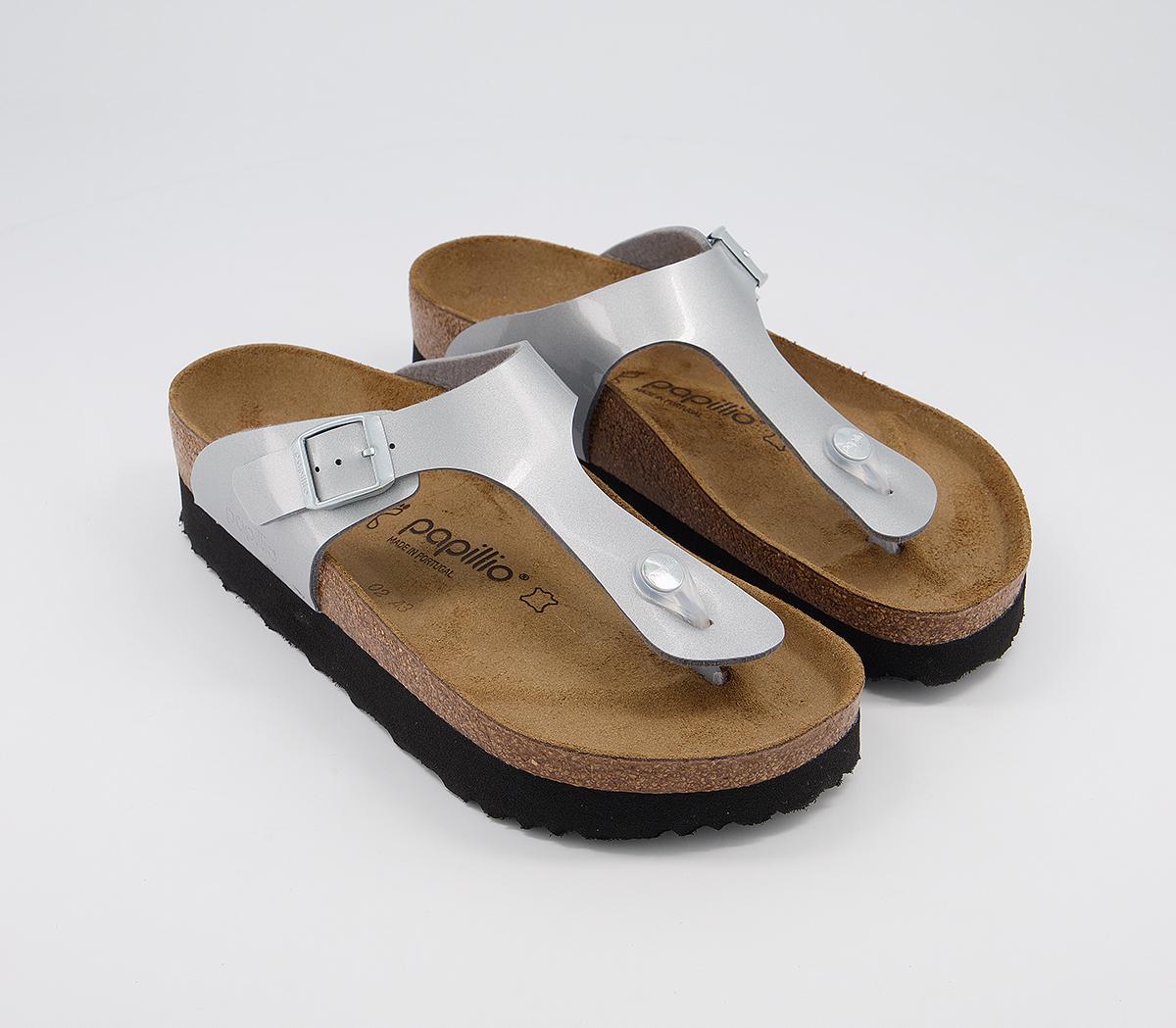 BIRKENSTOCK Papillio Gizeh Platform Sandals Silver - Women’s Sandals