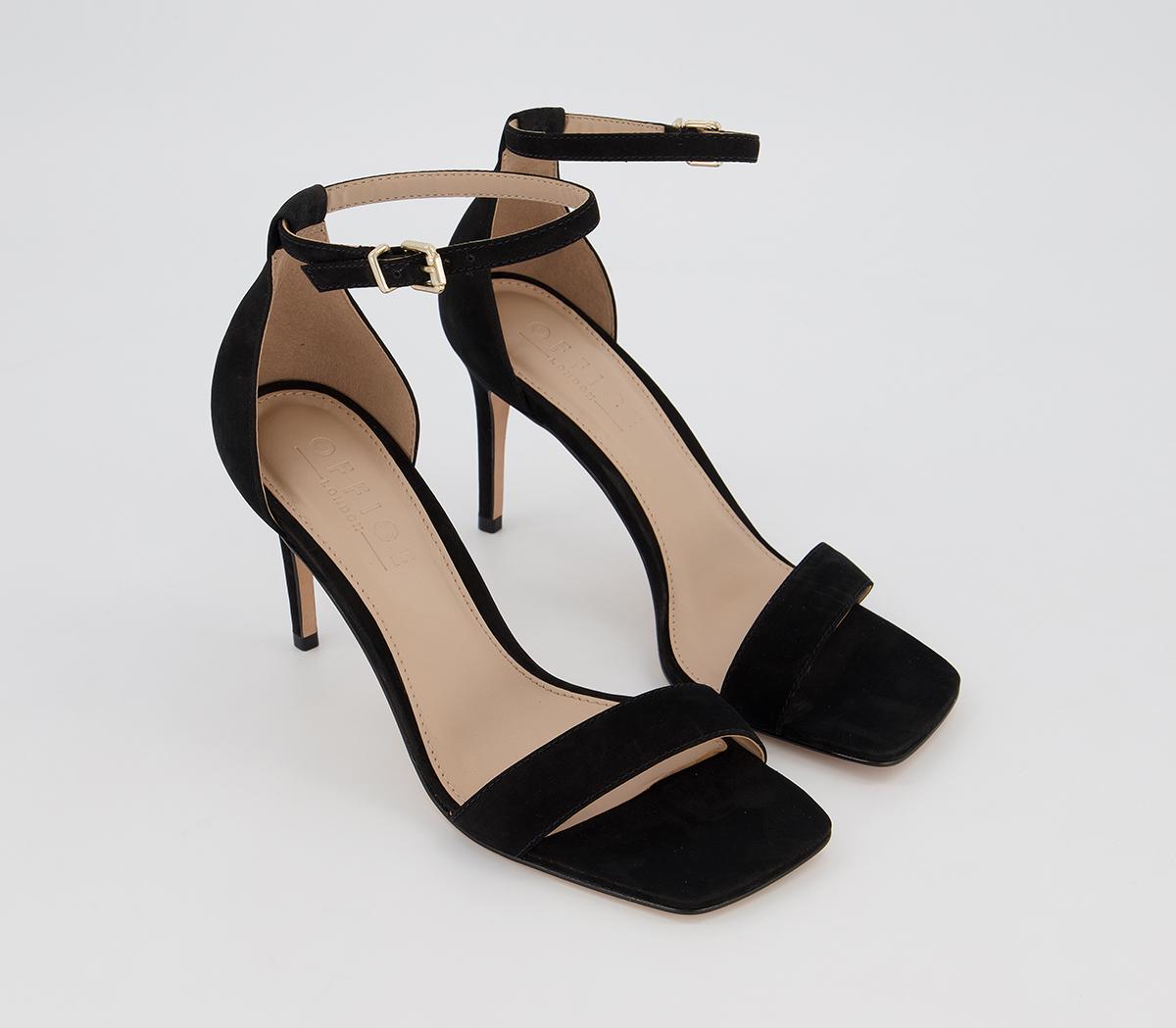 OFFICE Music - Square Toe Sandal Black Nubuck - Mid Heels