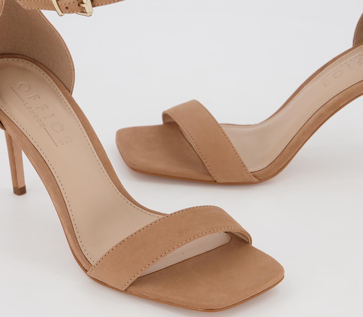 OFFICE Music - Square Toe Sandal Beige Nubuck - Mid Heels
