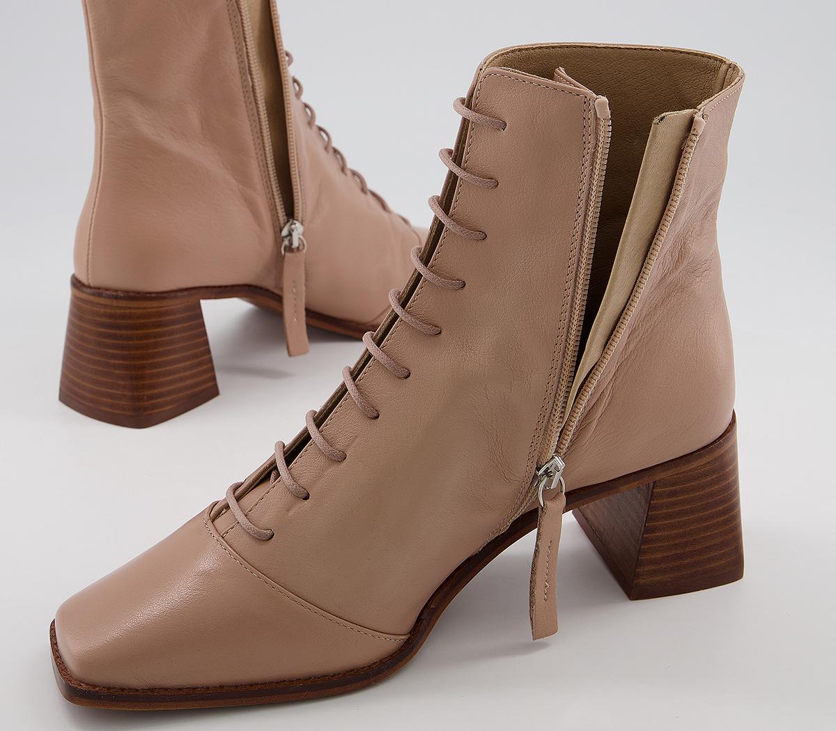 OFFICE Ariella Lace Up Boots Biscuit Leather - Women's Ankle Boots