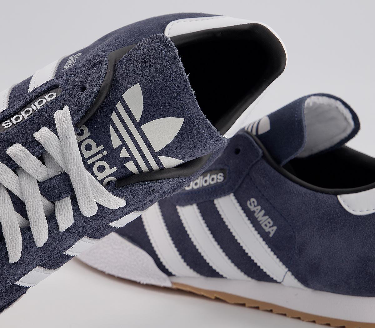 adidas Samba Super Suede Trainers Navy Running White - Junior