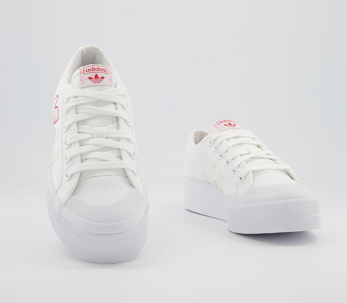 adidas Nizza Platform Trainers White Red Gum - Women's Trainers