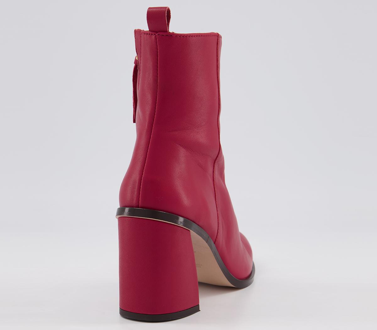 OFFICE Attraction Smart Boots Red Leather - Women's Ankle Boots