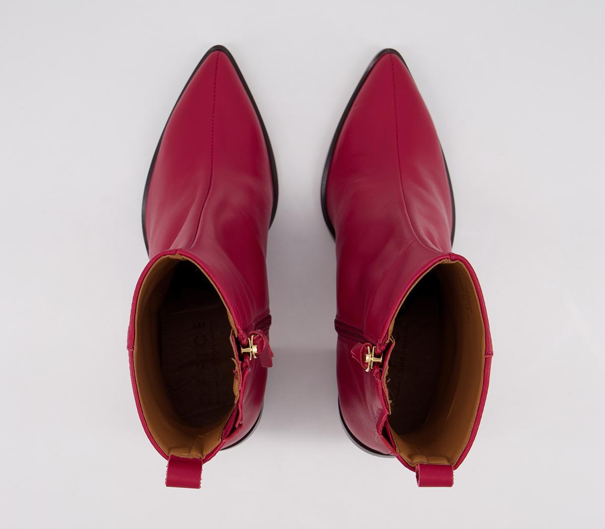 OFFICE Attraction Smart Boots Red Leather - Women's Ankle Boots