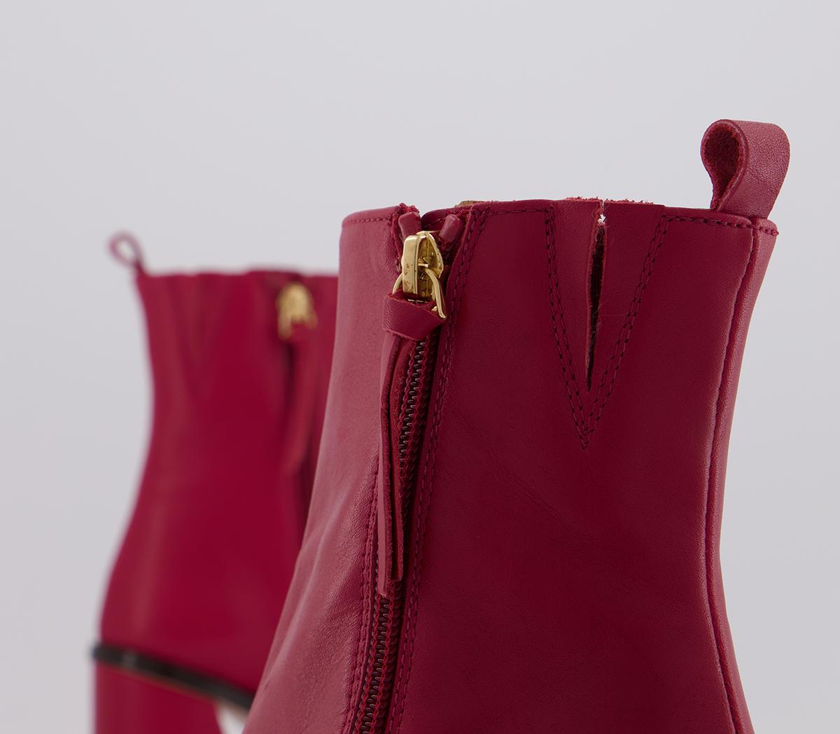 OFFICE Attraction Smart Boots Red Leather - Women's Ankle Boots