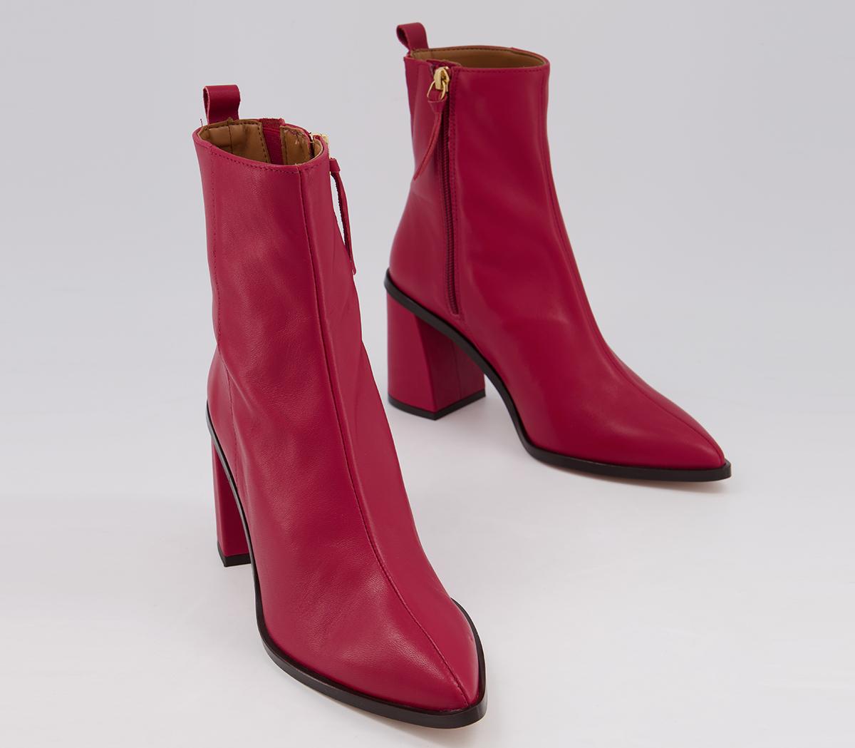 OFFICE Attraction Smart Boots Red Leather - Women's Ankle Boots