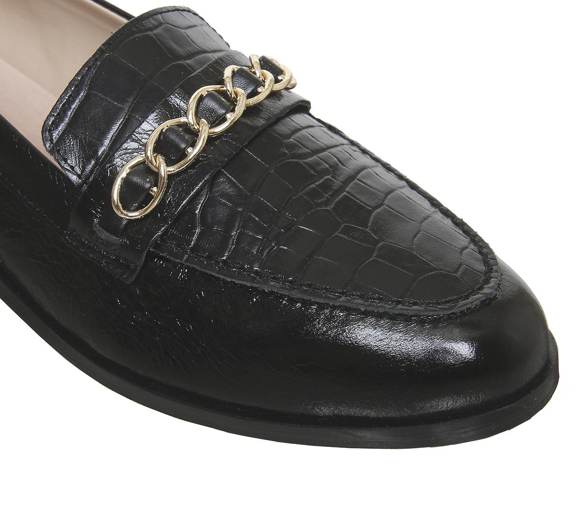 OFFICE Fulfill Chain Loafers Black Leather - Women’s Loafers
