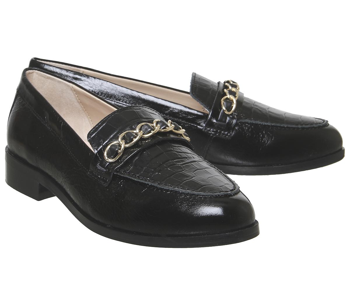 OFFICE Fulfill Chain Loafers Black Leather - Women’s Loafers