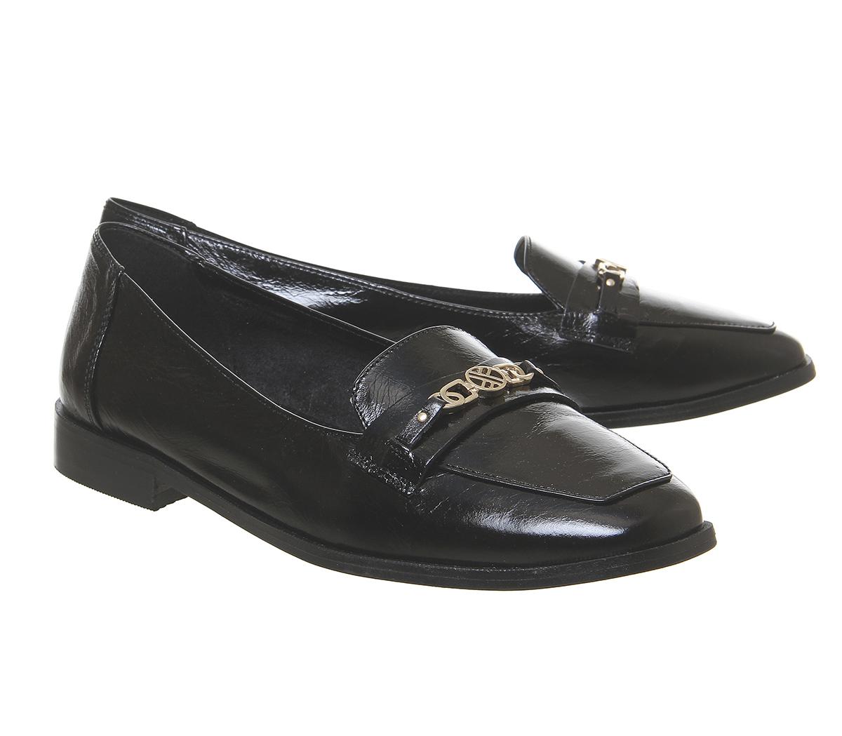 OFFICE Fare Square Toe Flats Black Leather - Women’s Loafers