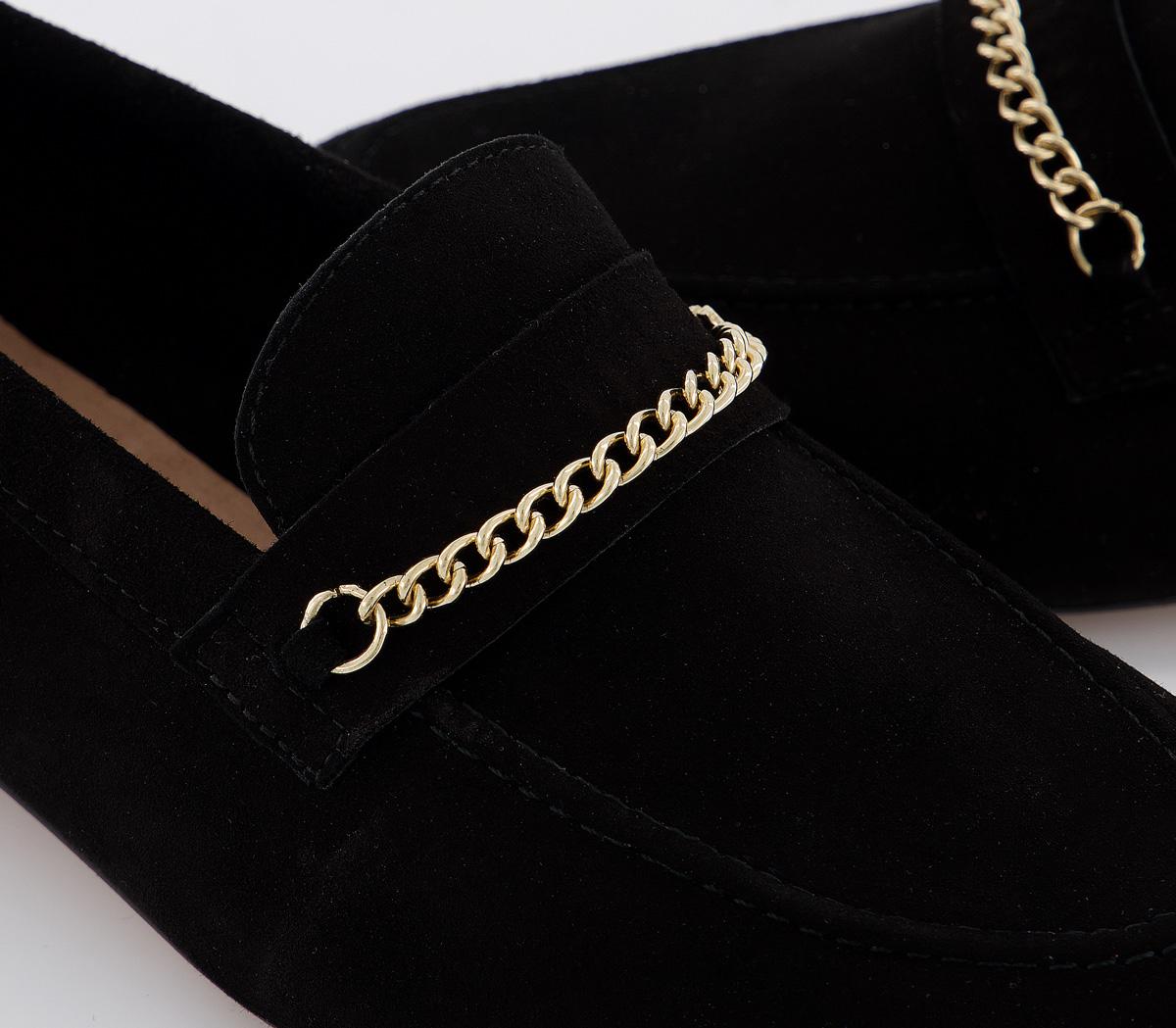 OFFICE Fasinate Chain Loafers Black Suede - Women’s Loafers
