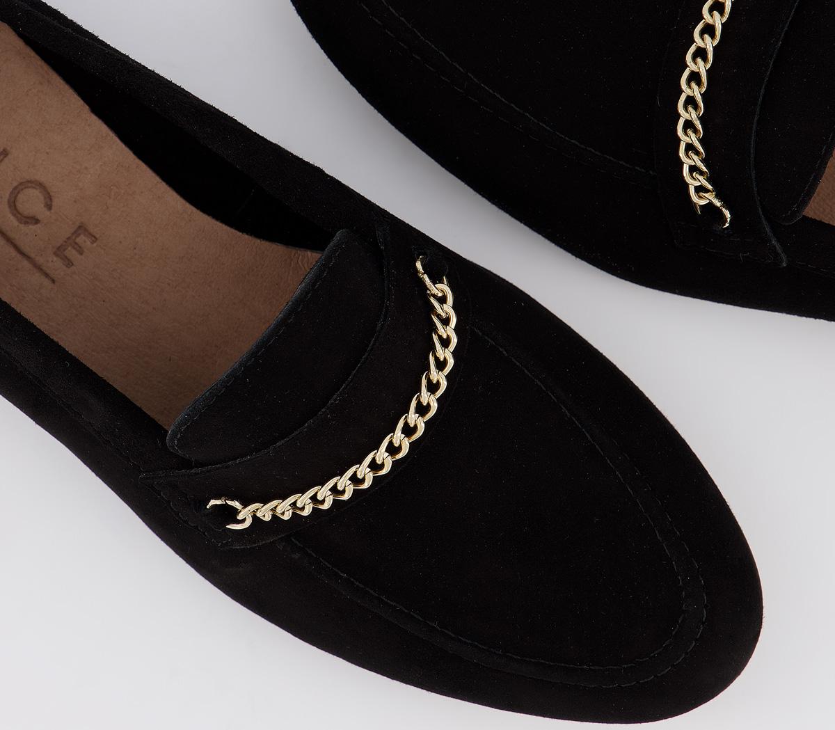 OFFICE Fasinate Chain Loafers Black Suede - Women’s Loafers