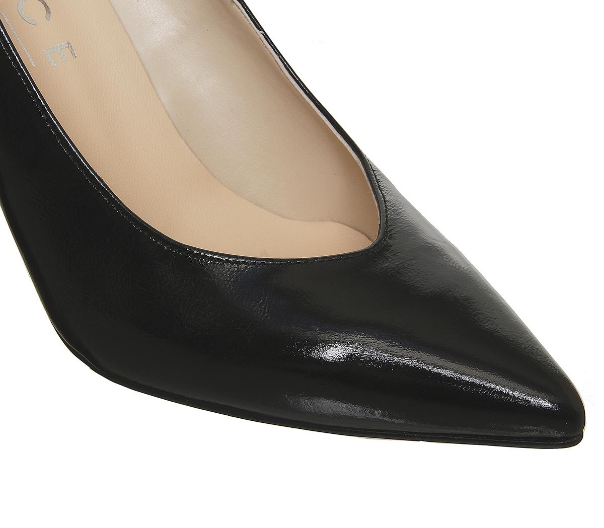 OFFICE Monaco Block Pointed Court Shoes Black Groucho Leather - Mid Heels