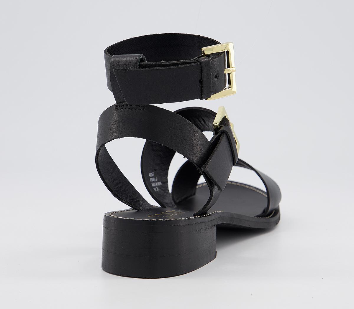 OFFICE Sailing Buckle Sandals Black Leather - Women’s Sandals