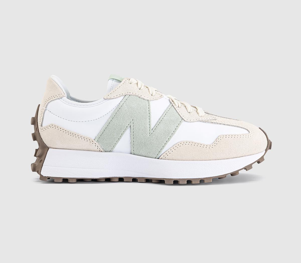 Click here for New Balance Womens 327 Trainers Angora White Silve... prices