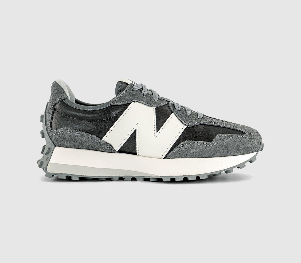 Click here for New Balance Womens 327 Trainers Black Metallic Whi... prices
