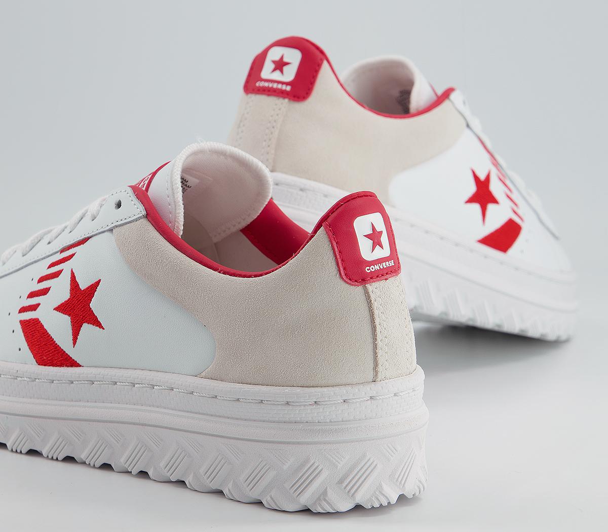 Converse Pro Leather Low X2 White Egret University Red - Women's Trainers