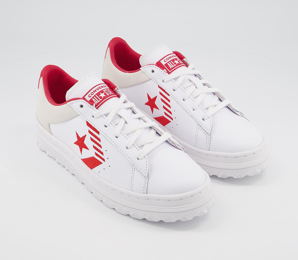 Converse Pro Leather Low X2 White Egret University Red - Women's Trainers