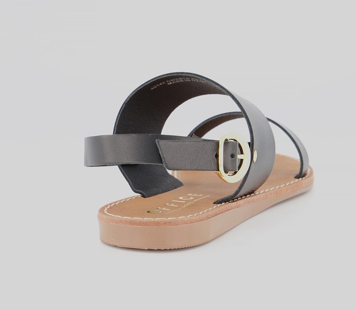 OFFICE Sweets Flat Sandals Black Leather - Women’s Sandals