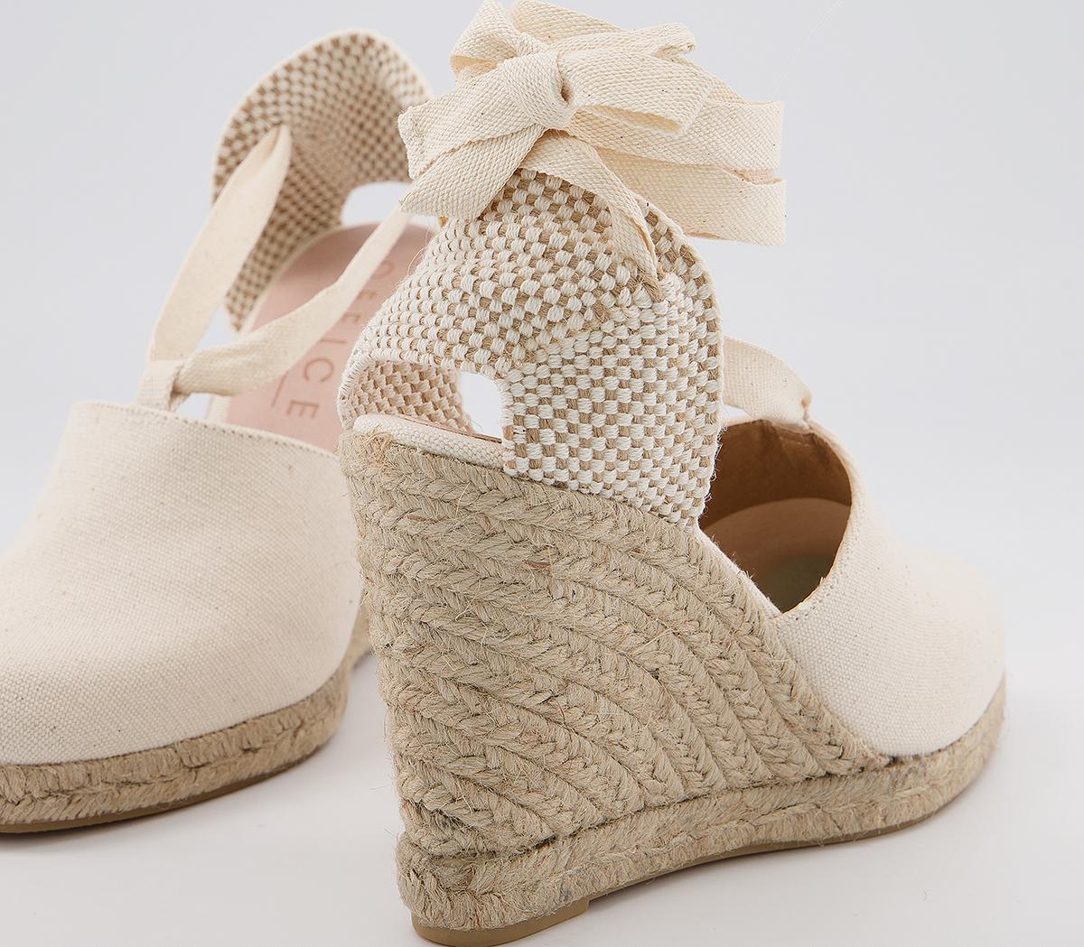 OFFICE Headline Espadrille Wedges Cream Canvas - High Heels