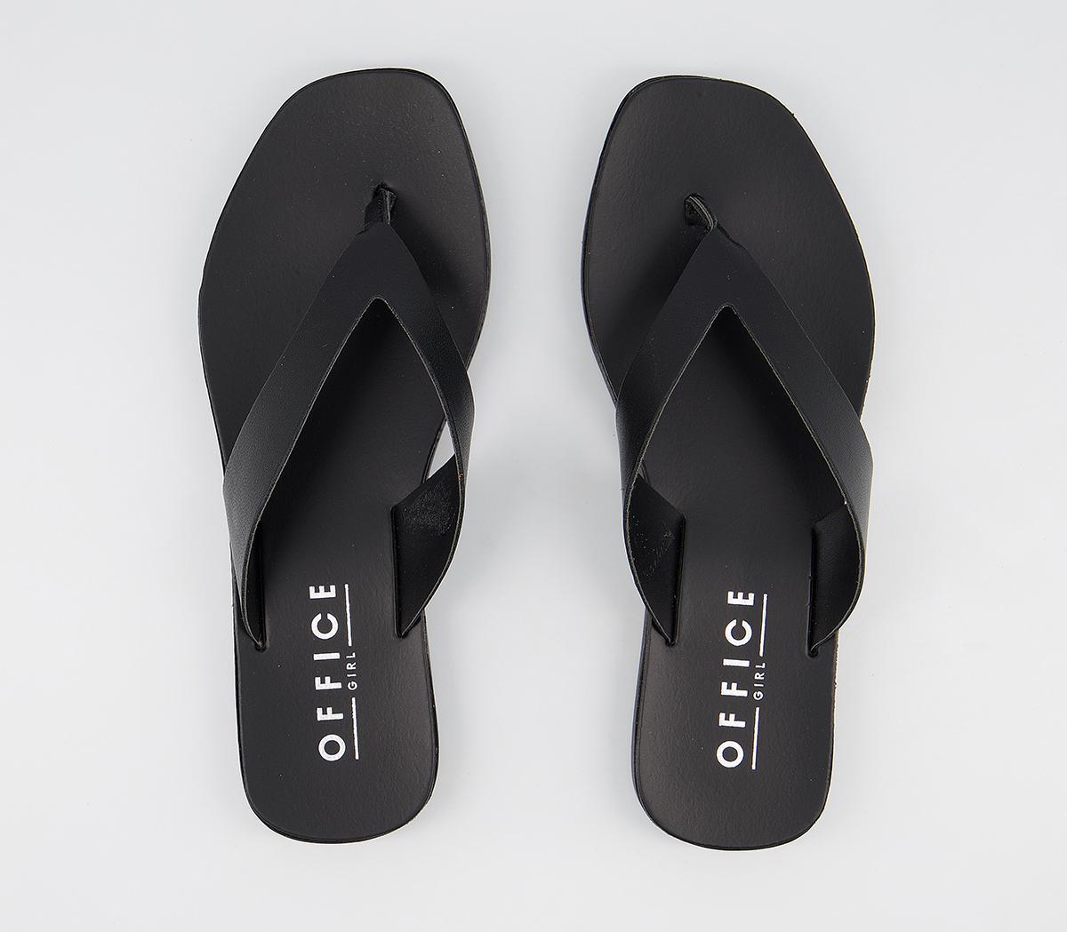 OFFICE Sophie Toe Post Sandals Black Leather - Women’s Sandals