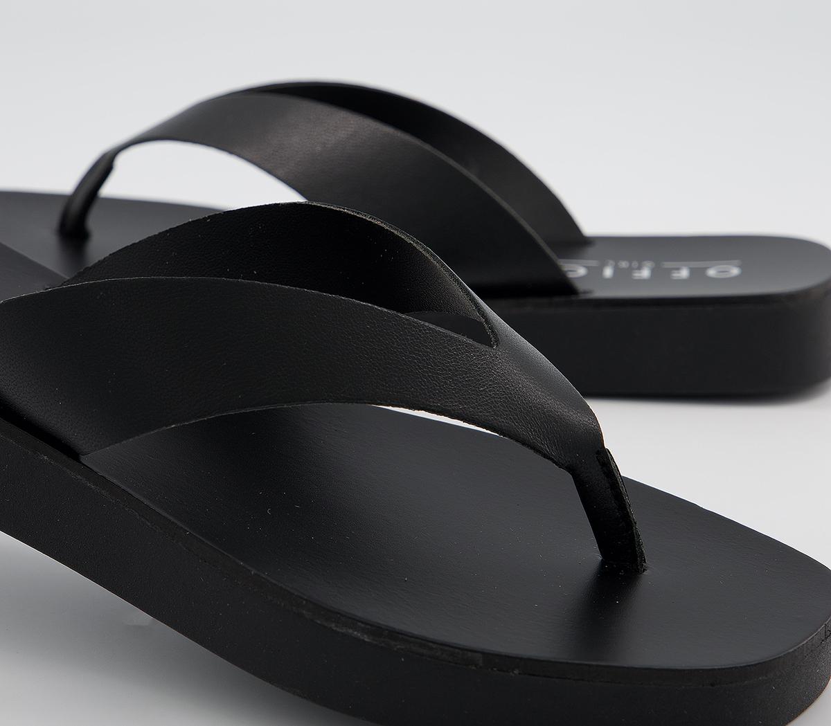 OFFICE Sophie Toe Post Sandals Black Leather - Women’s Sandals