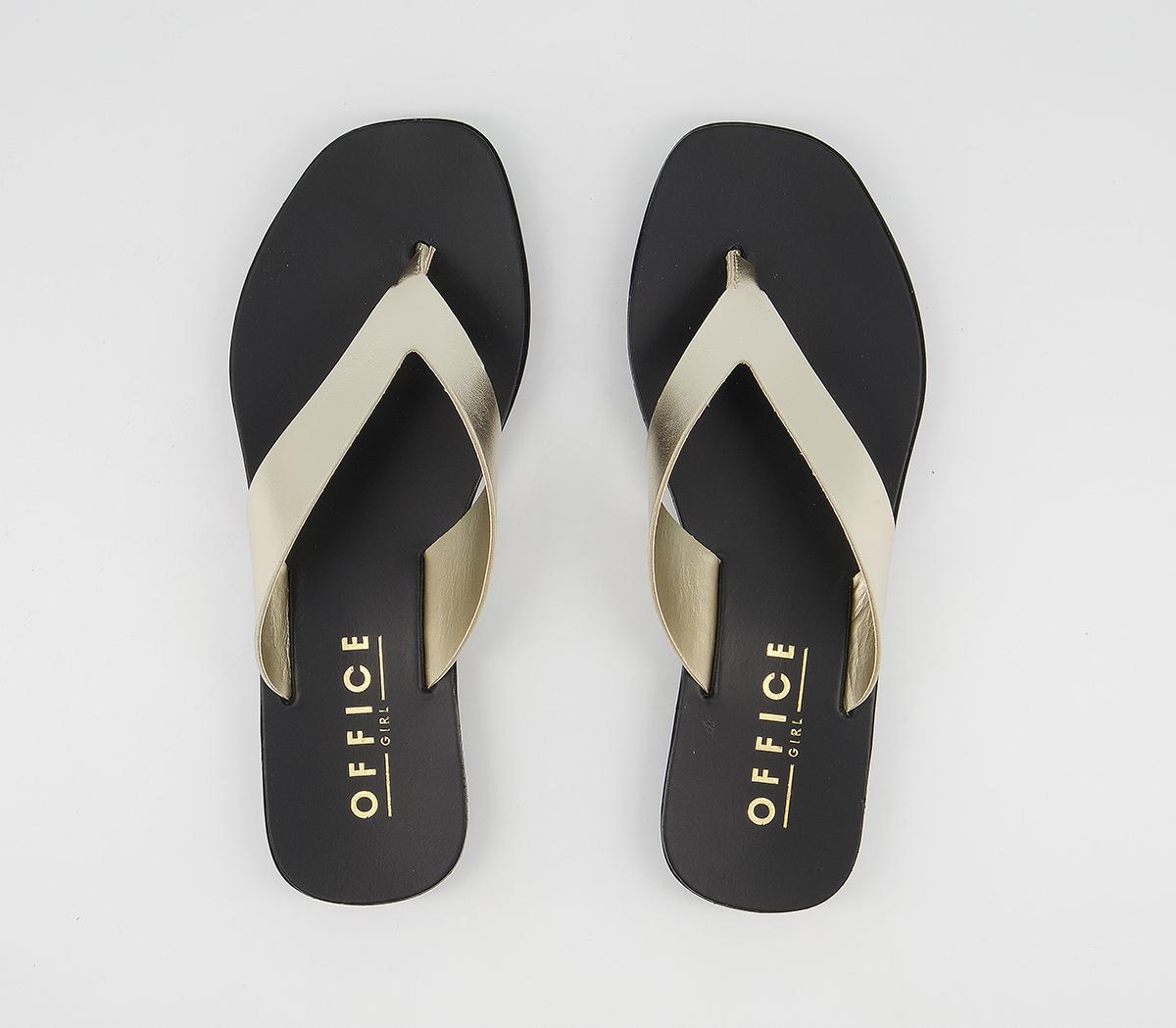 OFFICE Sophie Toe Post Sandals Gold Leather - Women’s Sandals