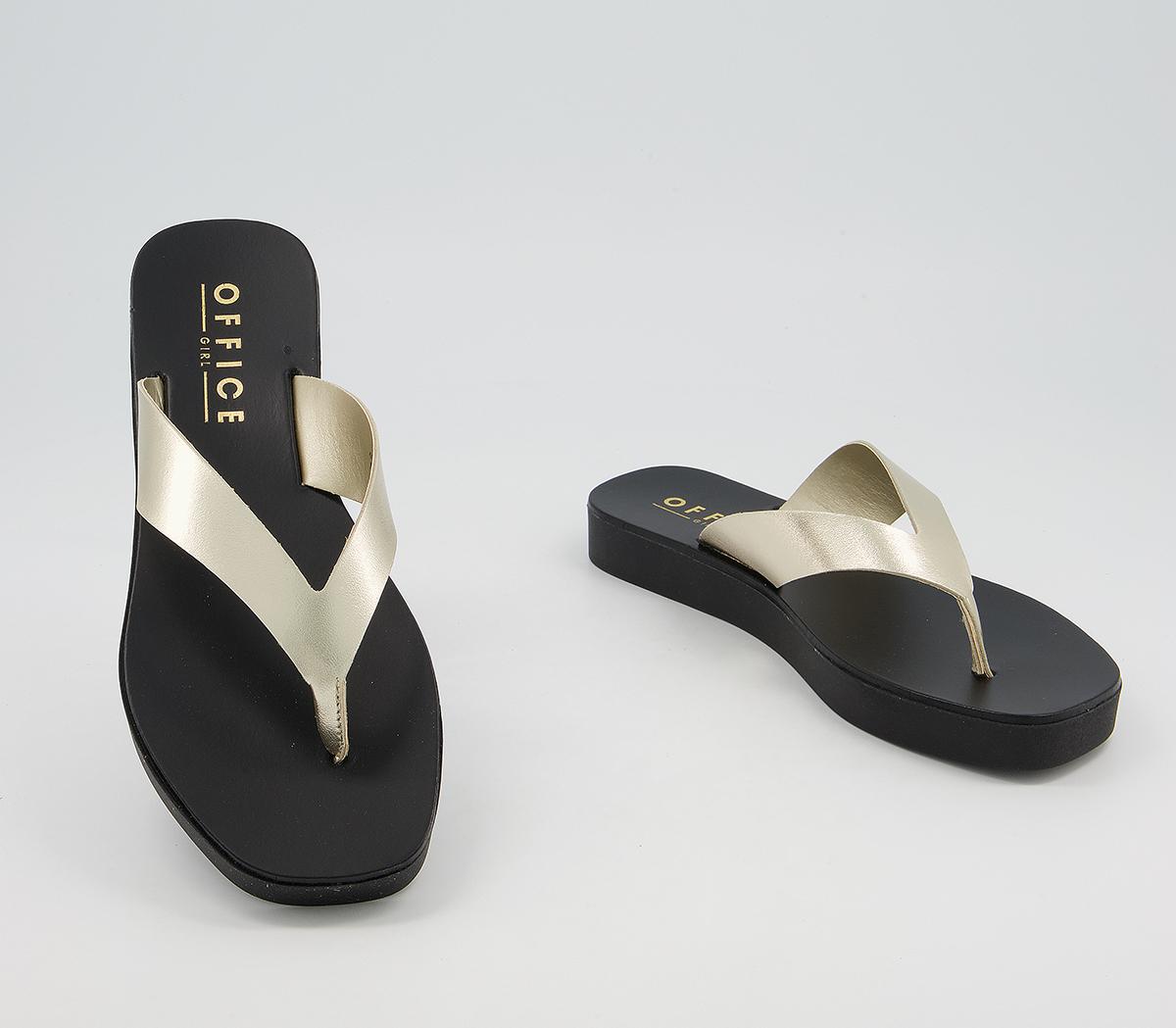 OFFICE Sophie Toe Post Sandals Gold Leather - Women’s Sandals