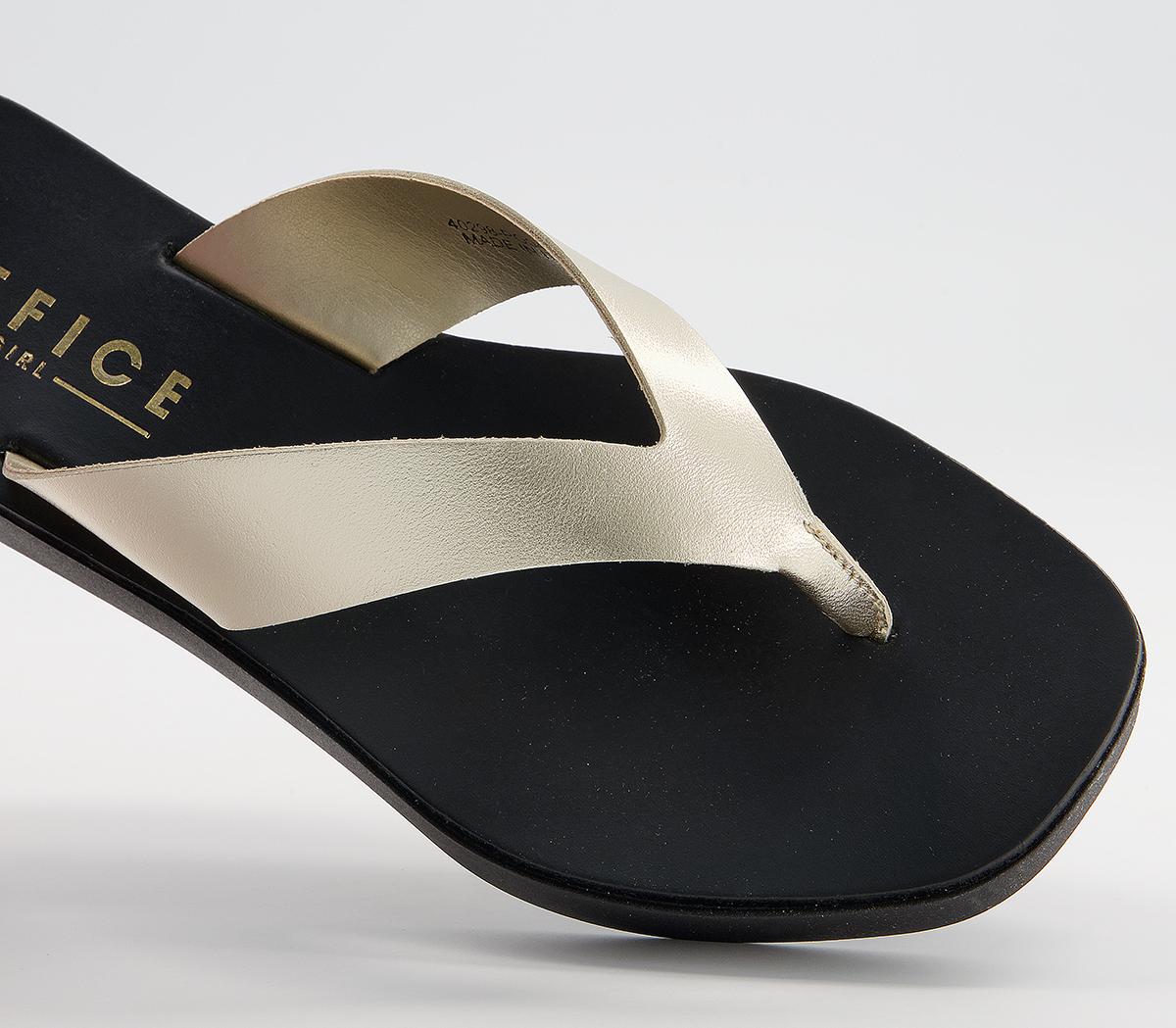 OFFICE Sophie Toe Post Sandals Gold Leather - Women’s Sandals