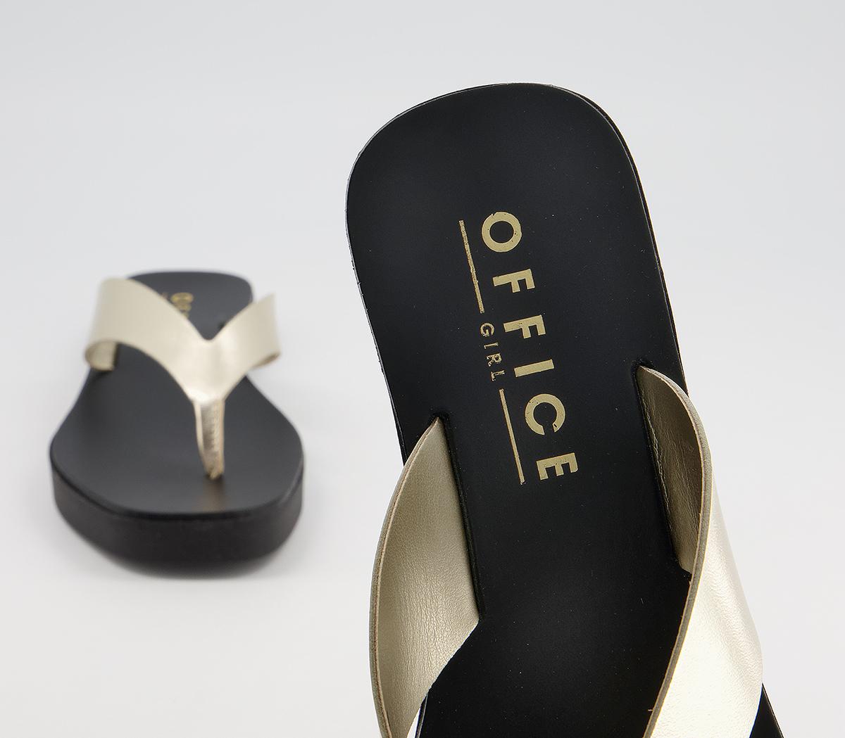 OFFICE Sophie Toe Post Sandals Gold Leather - Women’s Sandals