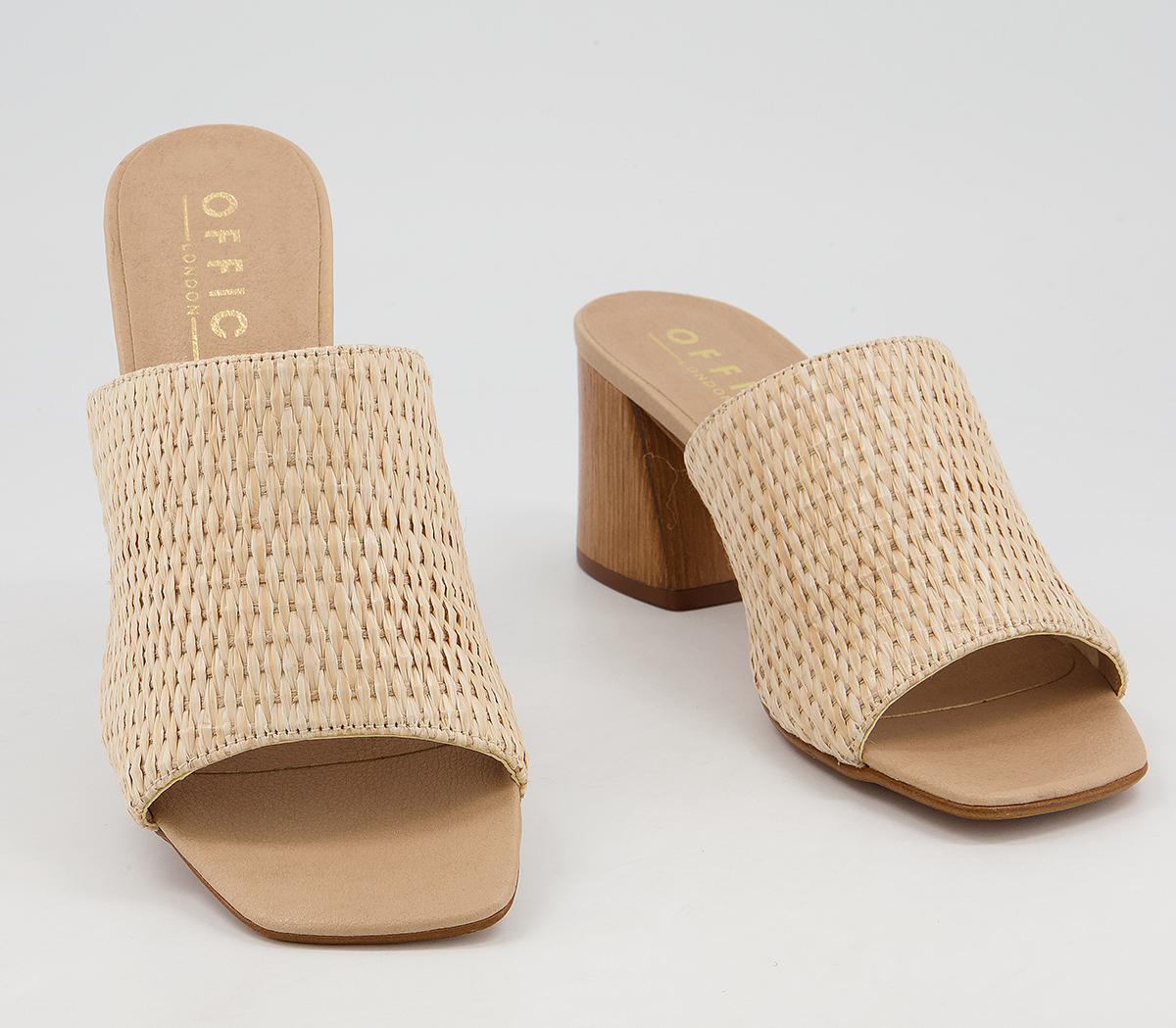 OFFICE Marissa Woven Mules Natural Weave - Mid Heels