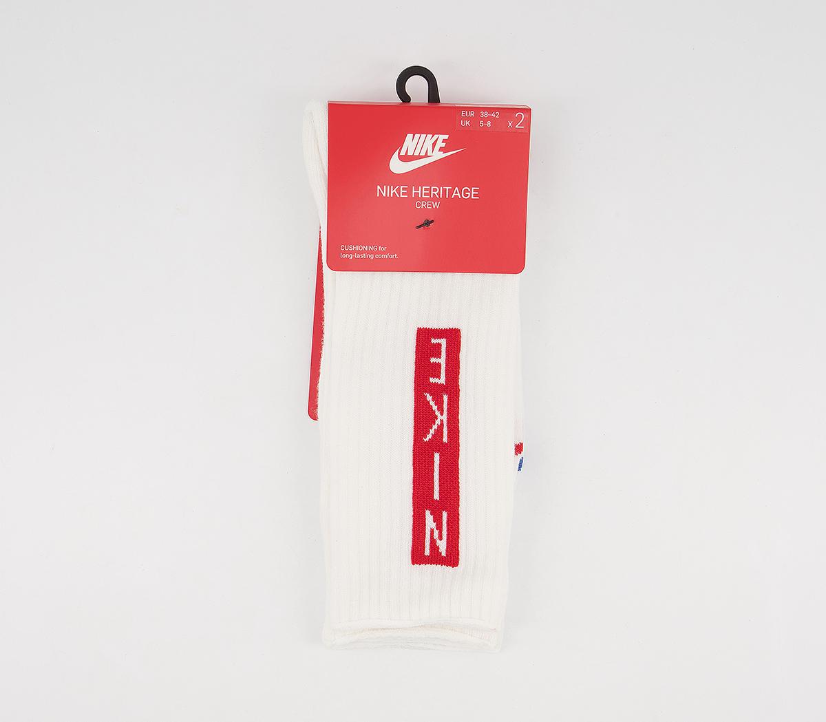 Nike Heritage Crew Socks 2 Pairs White Multi - Accessories