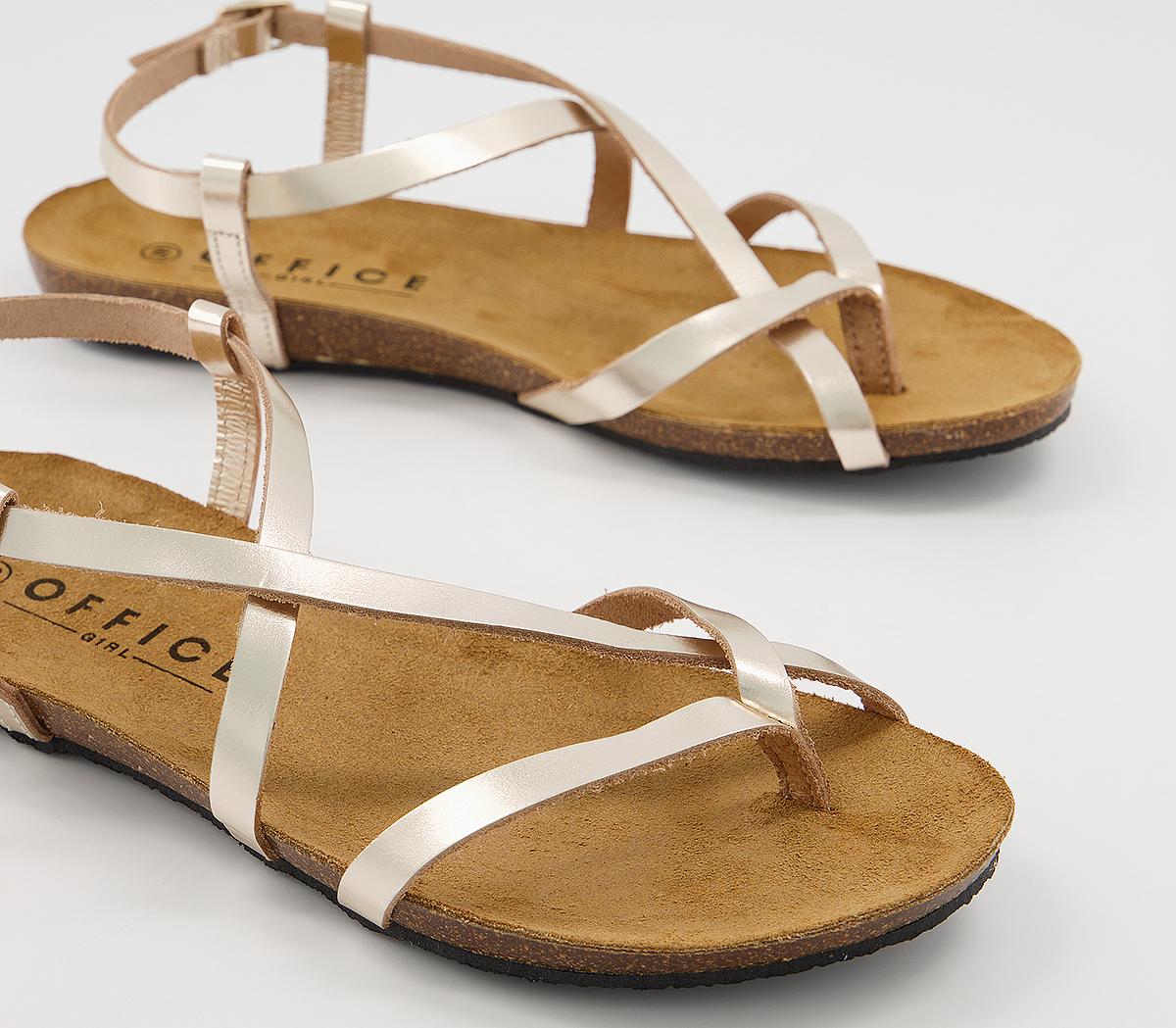 OFFICE Sagittarius Footbed Sandals Gold Leather - Women’s Sandals