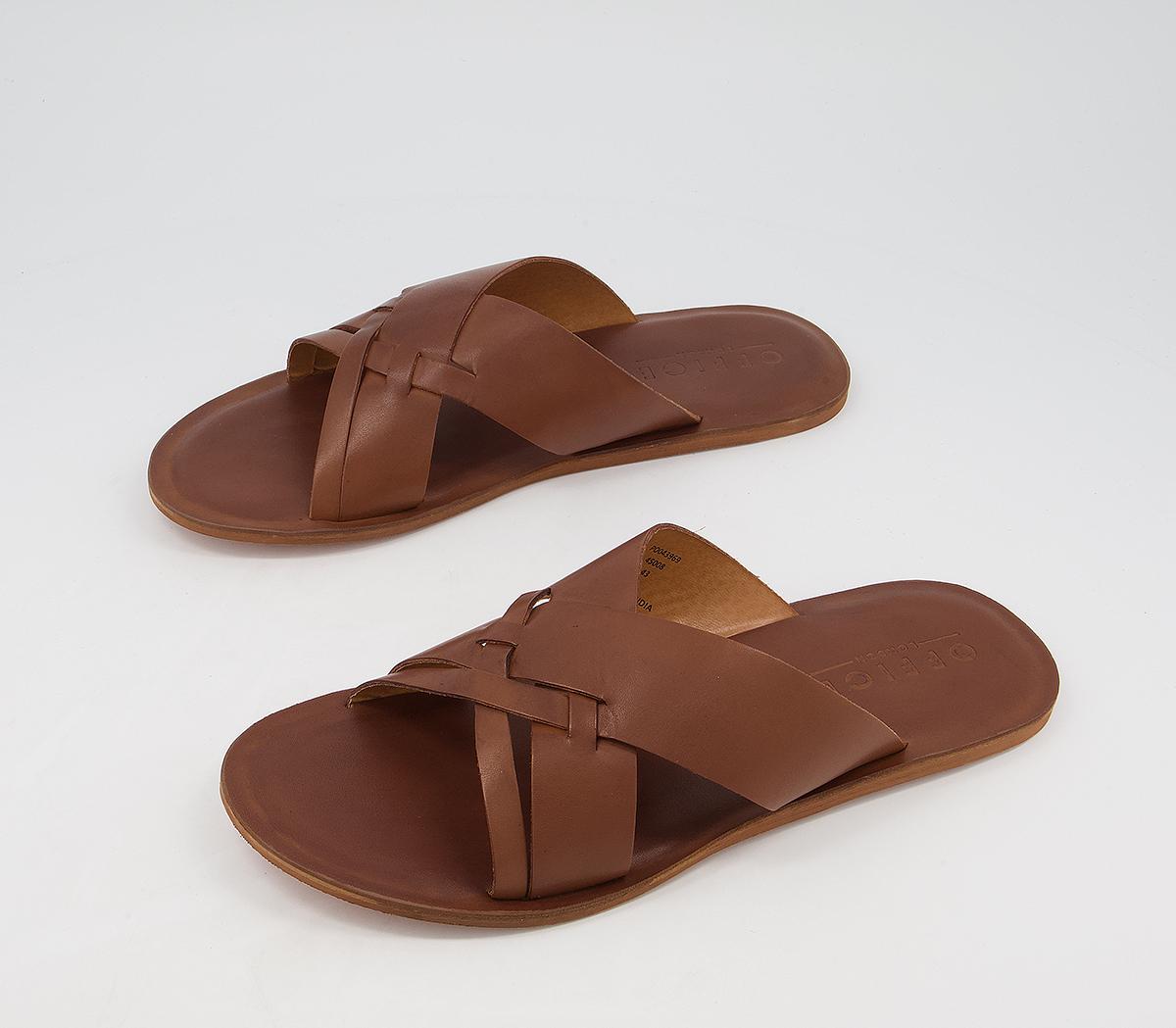 OFFICE Sicily Cross Strap Sandals Tan Leather - Men’s Sandals