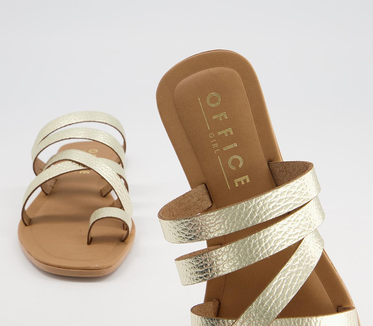 OFFICE Sydney Mule Sandals Gold Leather - Women’s Sandals